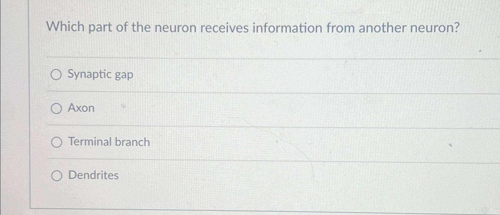 Solved Which part of the neuron receives information from | Chegg.com