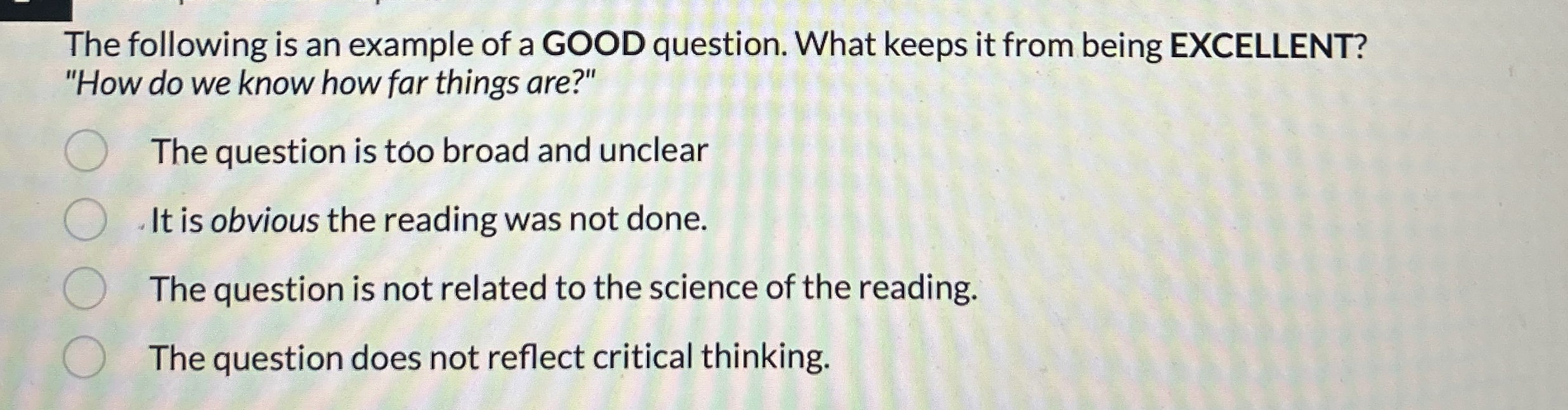 The following is an example of a GOOD question. What | Chegg.com