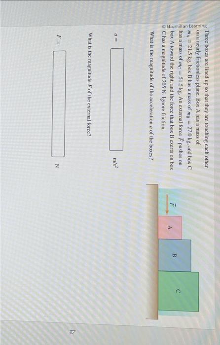 Solved Three boxes are lined up so that they are touching | Chegg.com