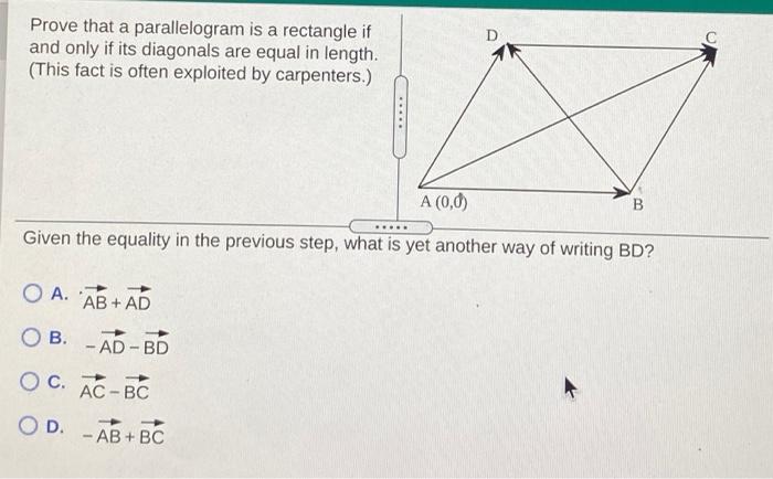 Solved Prove that a parallelogram is a rectangle if and only | Chegg.com