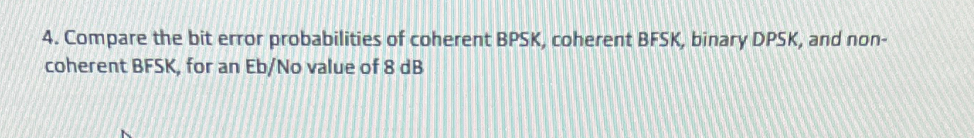 Solved Compare the bit error probabilities of coherent BPSK, | Chegg.com