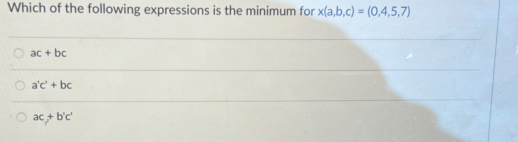 Solved Which of the following expressions is the minimum for | Chegg.com