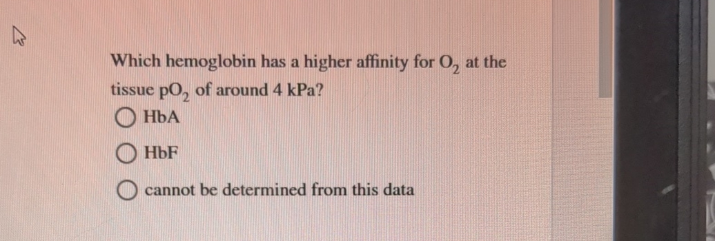 Solved Which hemoglobin has a higher affinity for O2 ﻿at | Chegg.com