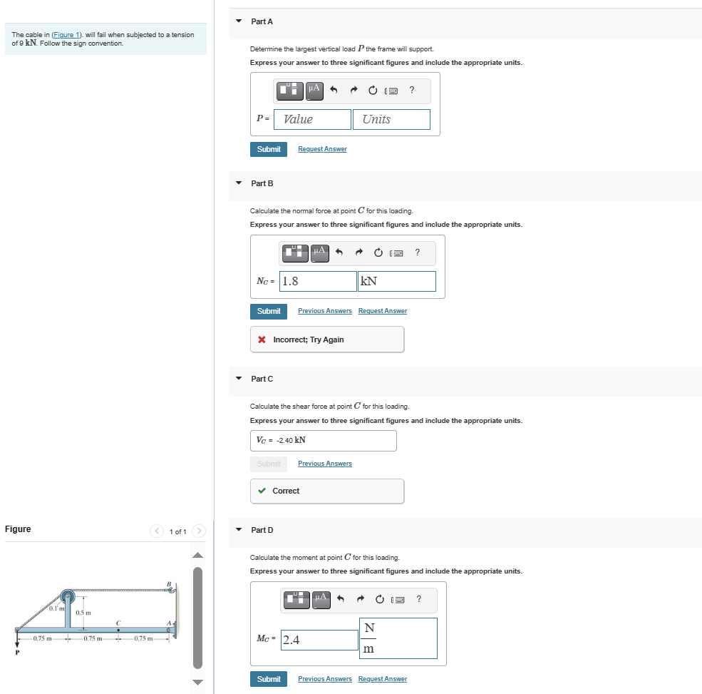 Solved The cable in (Figure 1). ﻿will fail when subjected to | Chegg.com