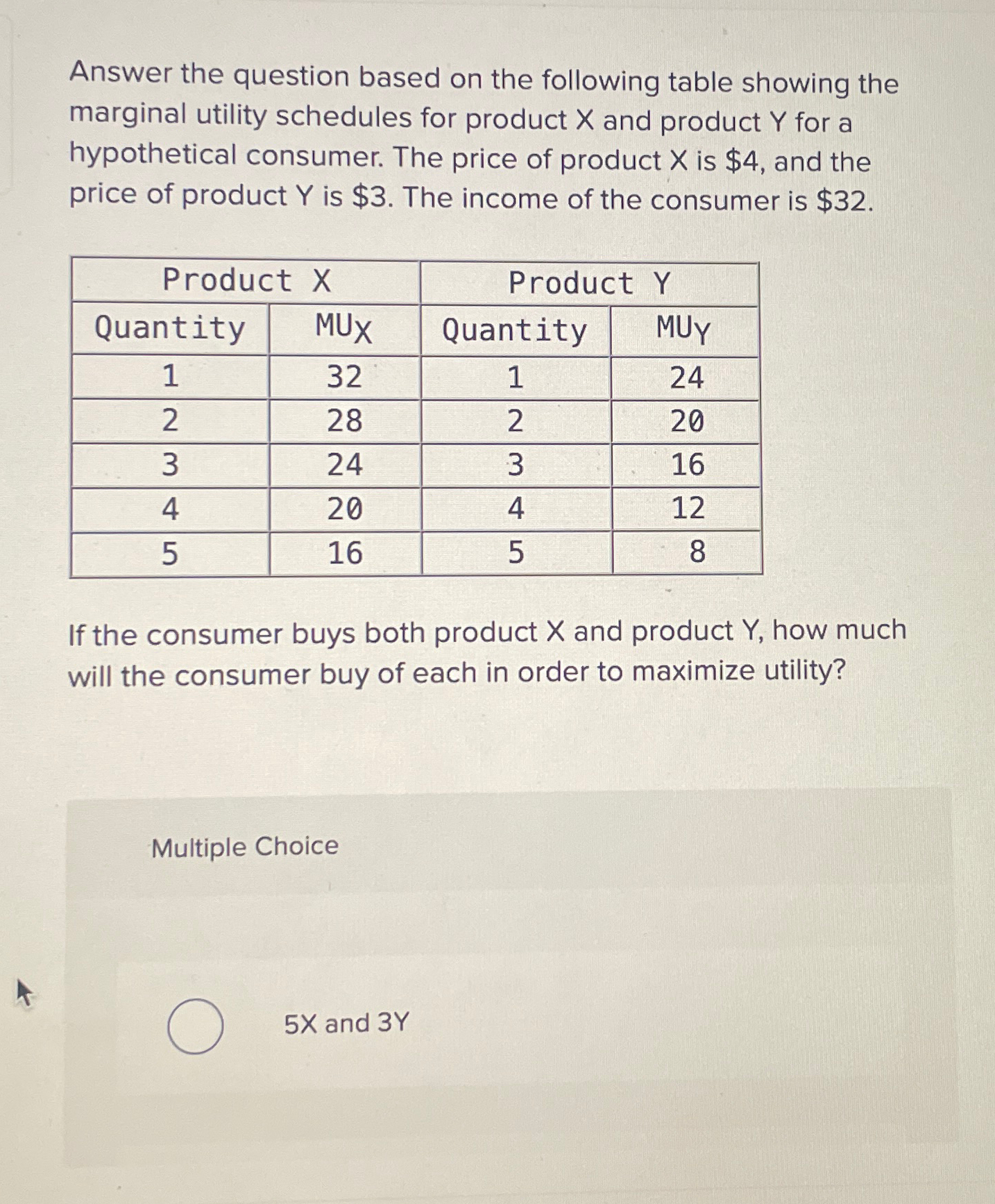 Solved Answer the question based on the following table | Chegg.com