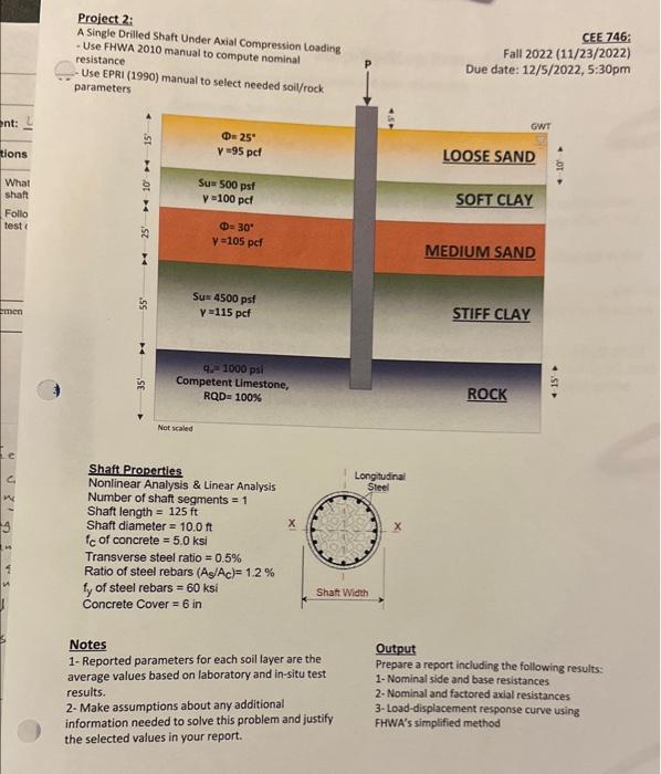 Project 2i A Single Drilled Shaft Under Axial | Chegg.com