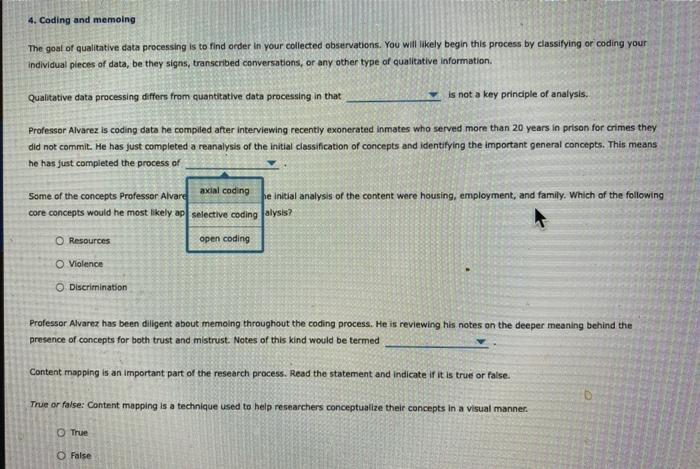 Attempts Average 75 4. Coding and memoing The goal of | Chegg.com