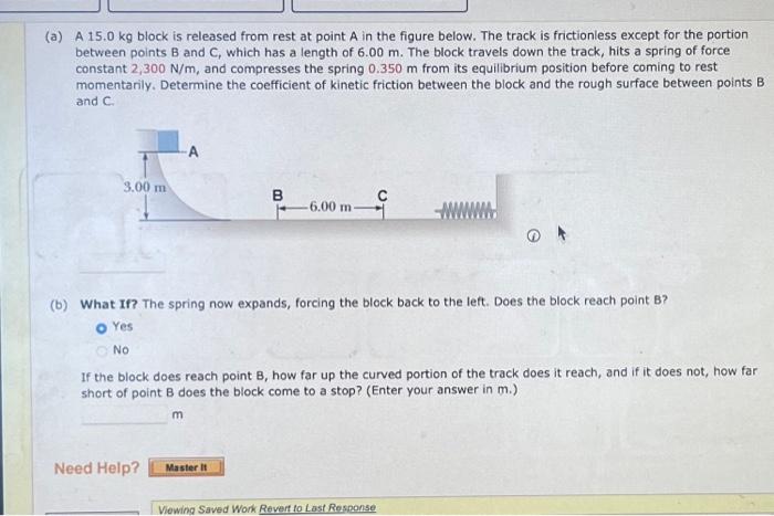 Solved a) A 15.0 kg block is released from rest at point A | Chegg.com