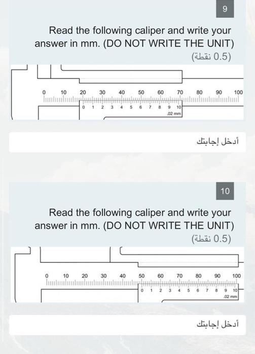 Solved Read the following caliper and write your answer in | Chegg.com