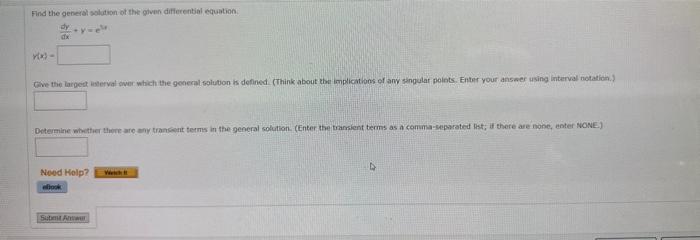 Solved Find the general solutuon of the glven differential | Chegg.com
