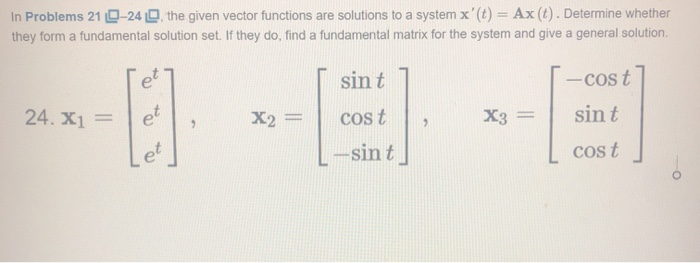 Solved In Problems 21 24 The Given Vector Functions Are 3002