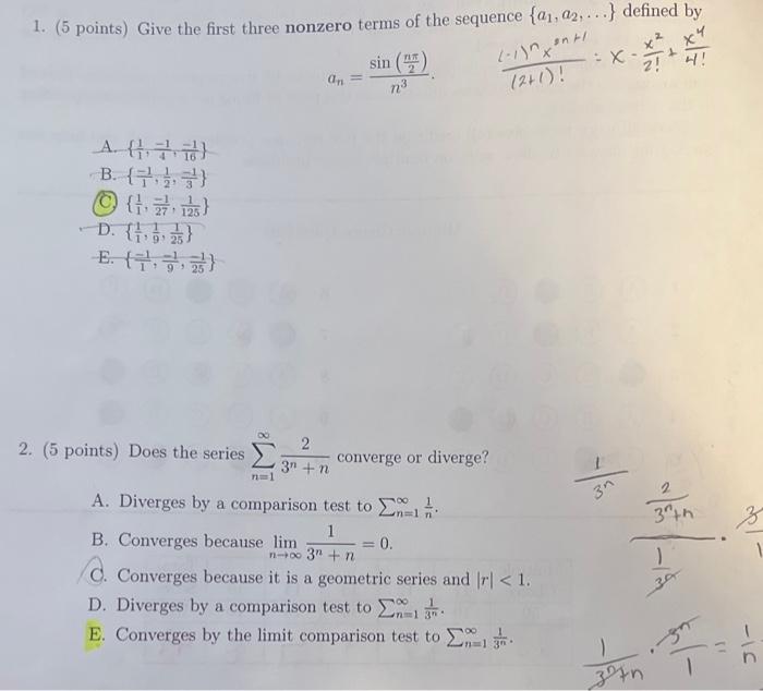 Solved 1. (5 points) Give the first three nonzero terms of | Chegg.com Solved 1. (5 points) Give the first three nonzero terms of | Chegg.com