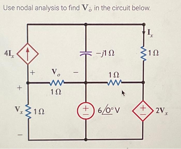 Solved Use nodal analysis to find V. in the circuit below. | Chegg.com