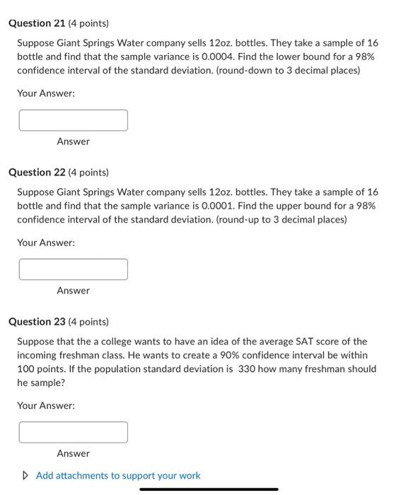 Solved Question 21 (4 points) Suppose Giant Springs Water | Chegg.com