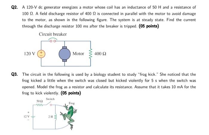 Solved Q2. A 120−V dc generator energizes a motor whose coil | Chegg.com