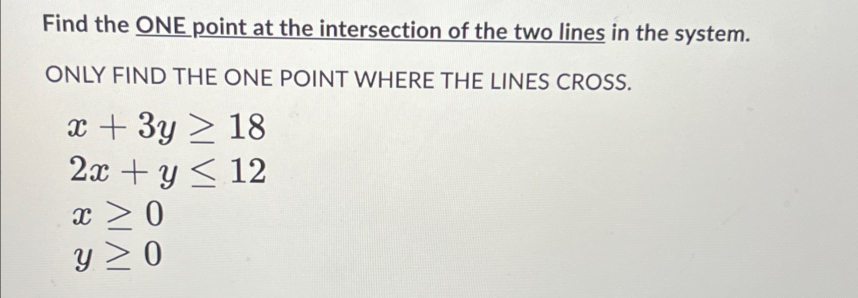 Solved Find the ONE point at the intersection of the two | Chegg.com