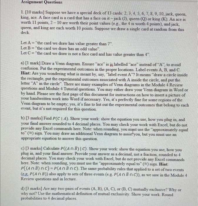 Solved Assignment Questions 1. [10 marks] Suppose we have a | Chegg.com