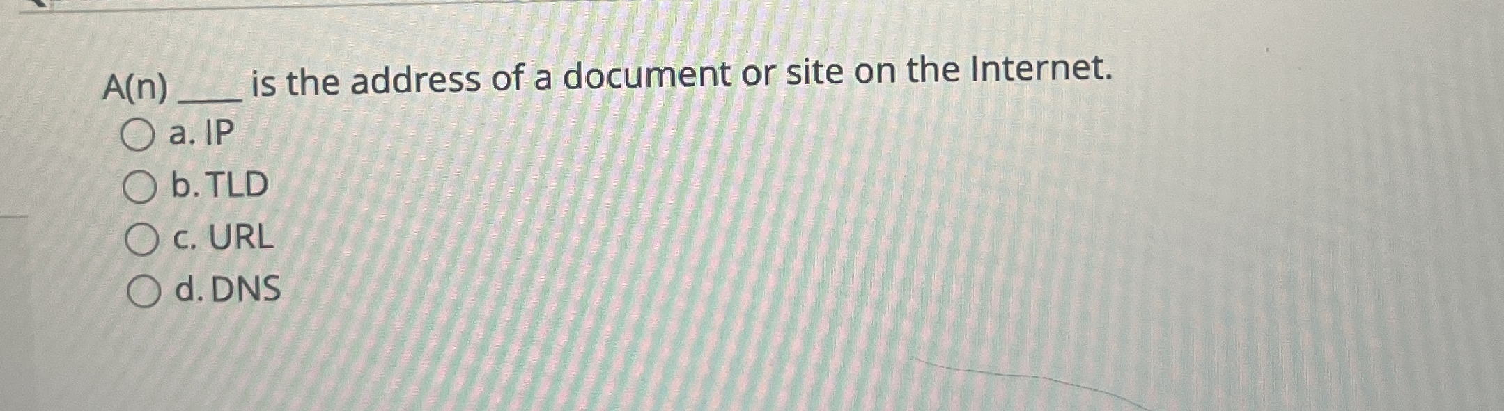 Solved A(n) q, ﻿is the address of a document or site on the | Chegg.com