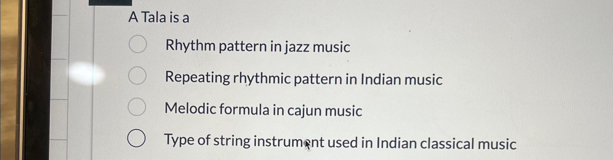 Solved A Tala is aRhythm pattern in jazz musicRepeating | Chegg.com