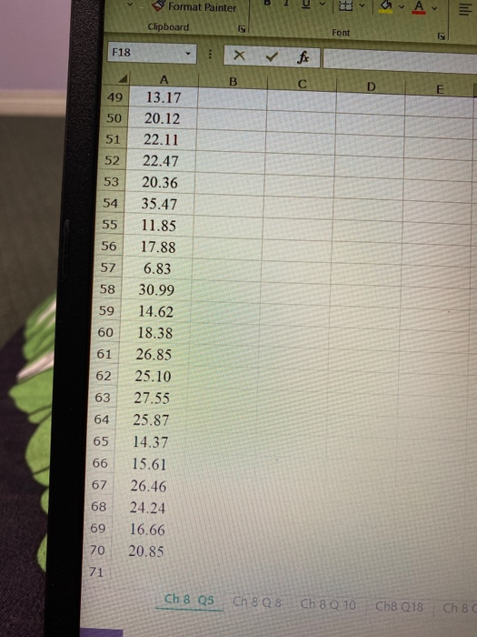 Solved Clipboard Font Alignment Number F18 х fr A B D F G H | Chegg.com