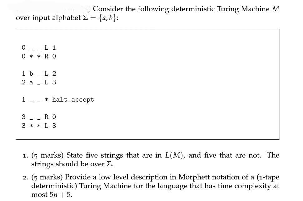 Solved Consider the following deterministic Turing Machine M | Chegg.com