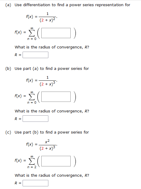 Solved (a) ﻿Use differentiation to find a power series | Chegg.com