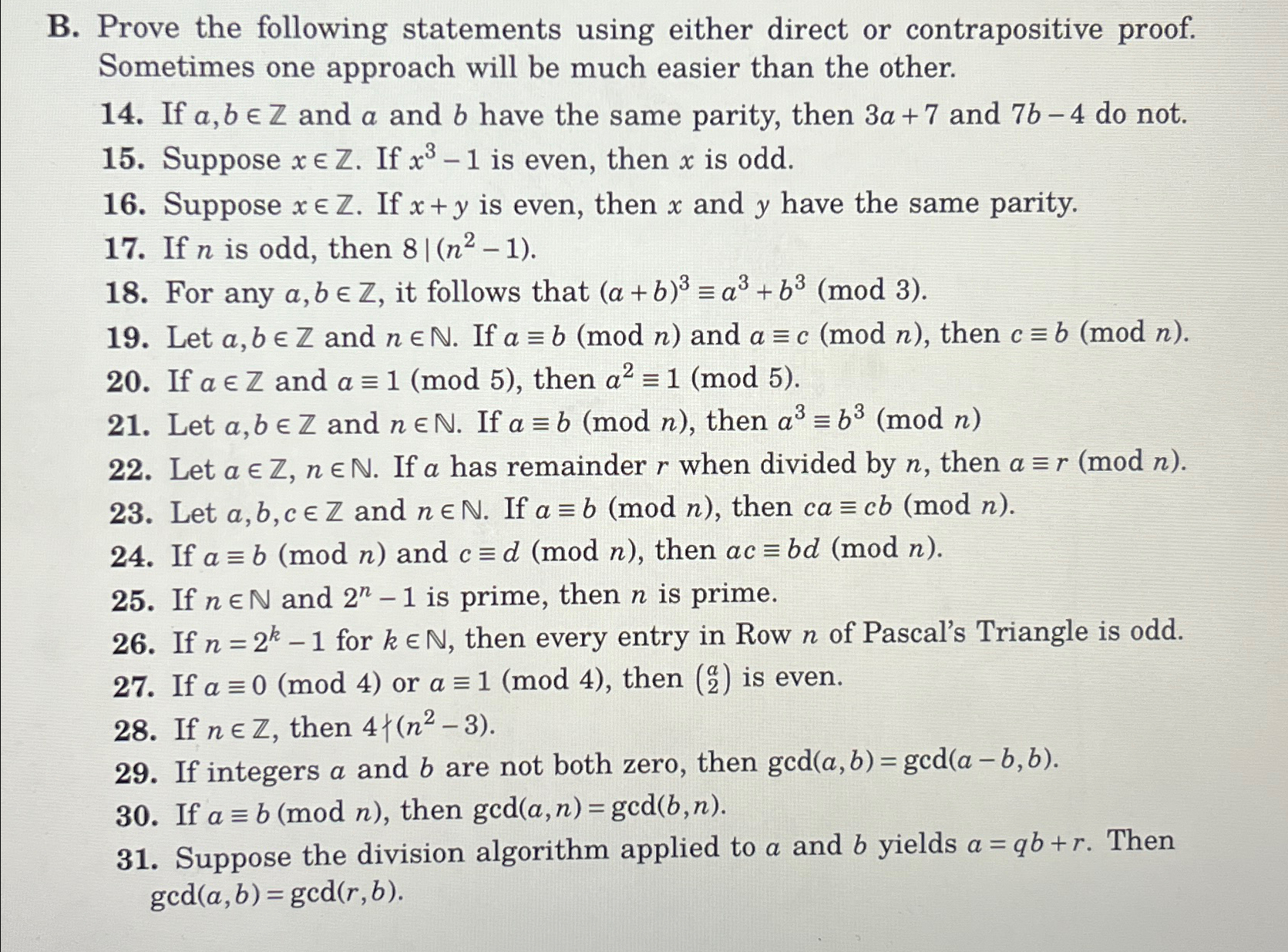 Solved B. ﻿Prove the following statements using either | Chegg.com