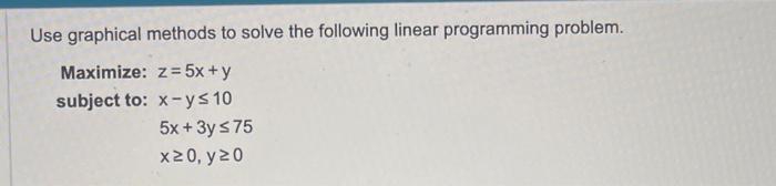 Solved Use graphical methods to solve the following linear | Chegg.com