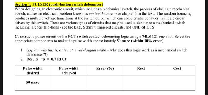 Section 1: PULSER (push-button switch debouncer) When | Chegg.com