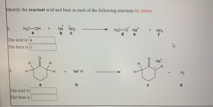 Solved Identify the reactant acid and base in each of the | Chegg.com