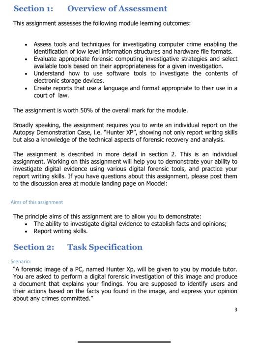 Section 1: Overview of Assessment This assignment | Chegg.com