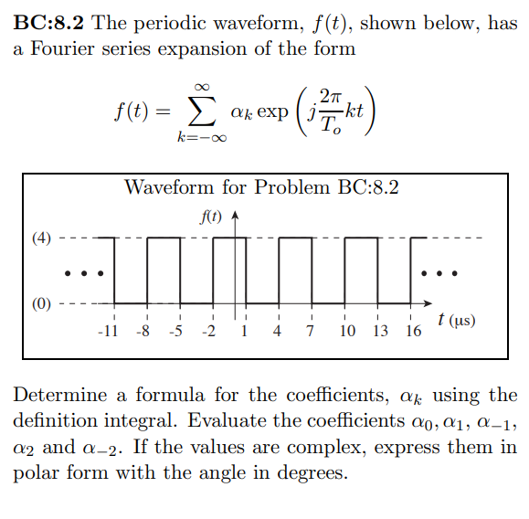 Solved BC:8.2 ﻿The periodic waveform, f(t), ﻿shown below, | Chegg.com