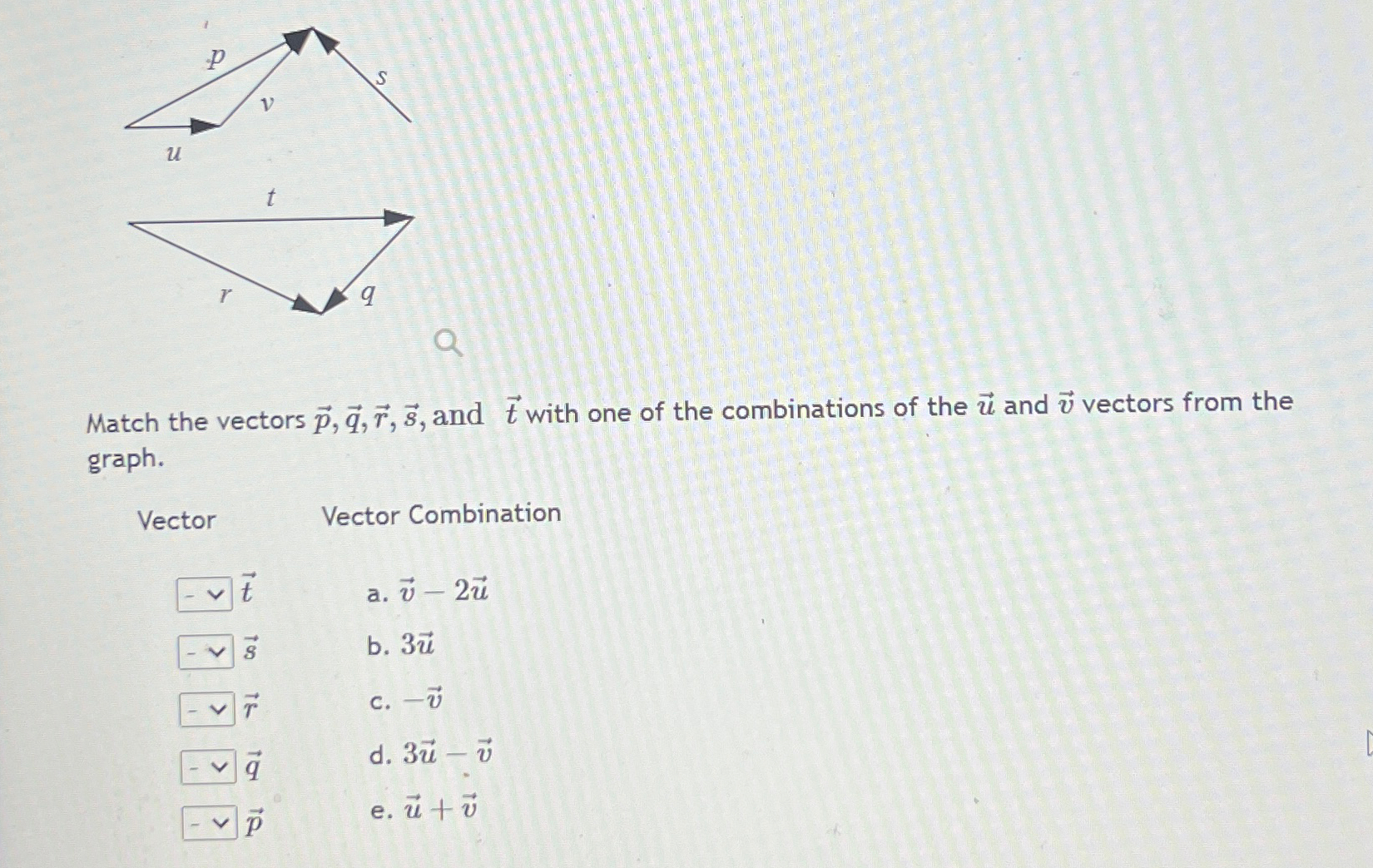 Solved Match the vectors vec(p),vec(q),vec(r),vec(s), and | Chegg.com Solved Match the vectors vec(p),vec(q),vec(r),vec(s), and | Chegg.com
