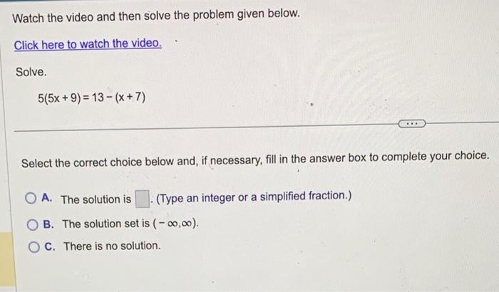 Solved Watch the video and then solve the problem given | Chegg.com
