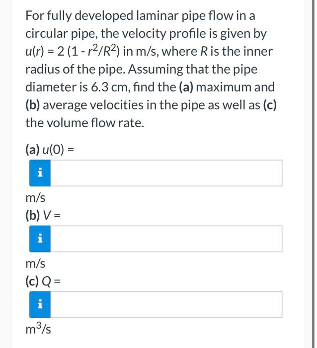 Solved For fully developed laminar pipe flow in a circular | Chegg.com
