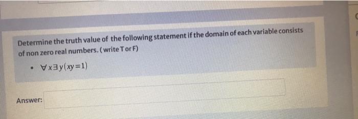 Solved Determine the truth value of the following statement | Chegg.com