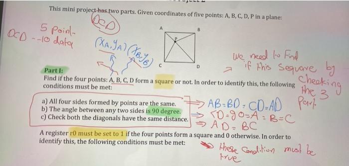 B с D Part I: Find if the four points: A, B, C, D | Chegg.com