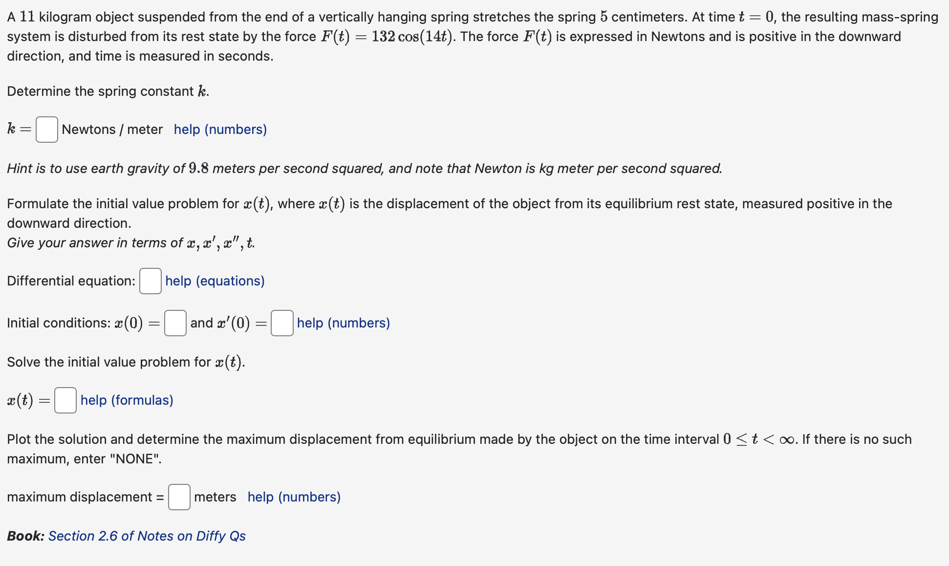 Solved A 11 ﻿kilogram object suspended from the end of a | Chegg.com
