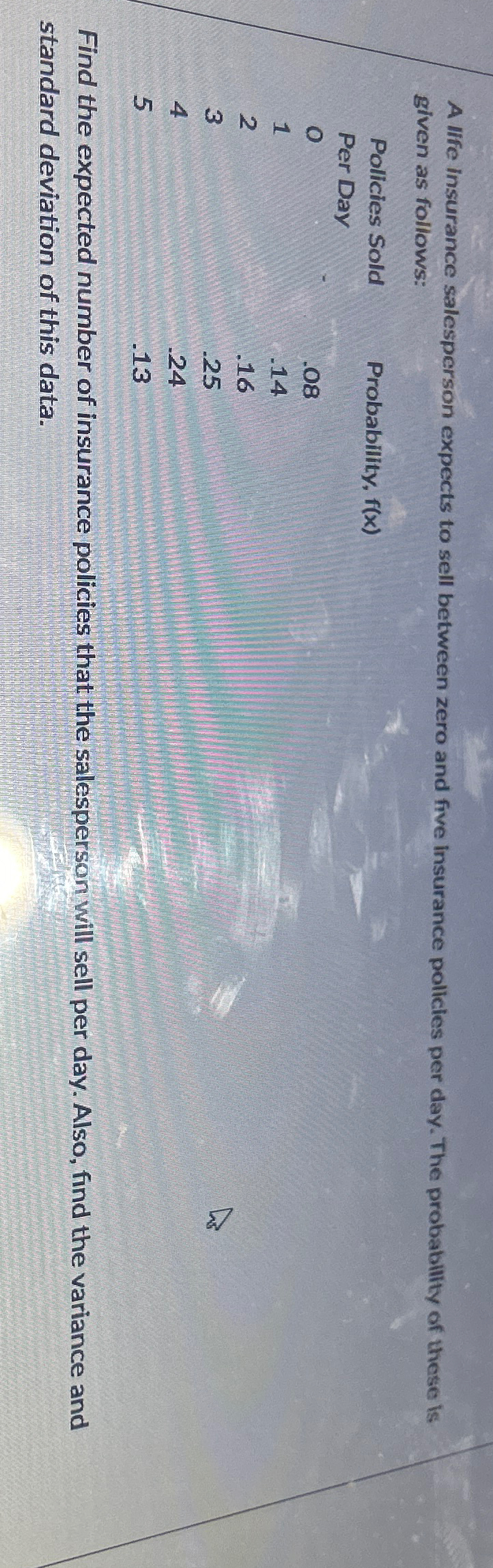 Solved A life insurance salesperson expects to sell between | Chegg.com
