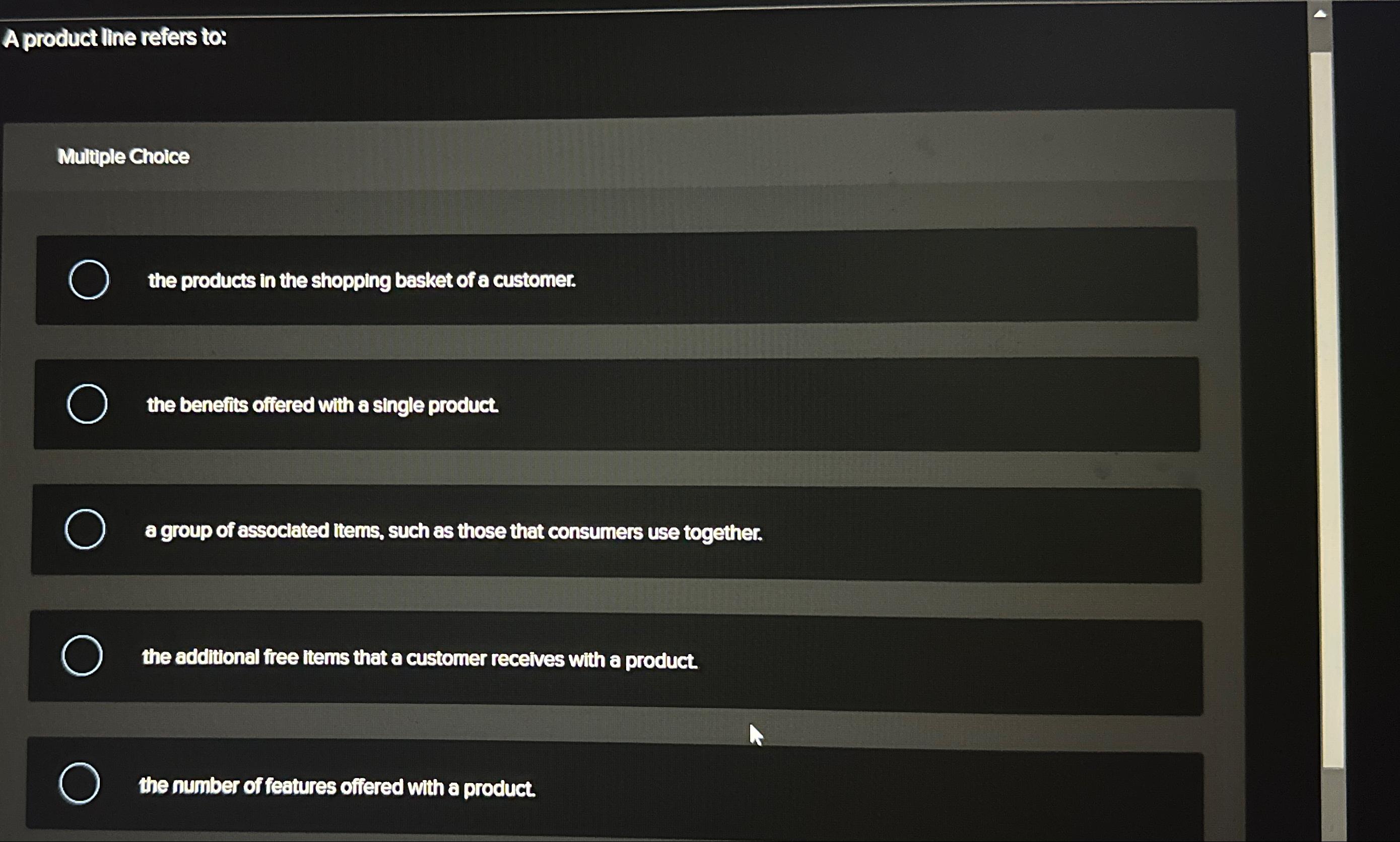 Solved A product line refers to:Multiple Choicethe products | Chegg.com