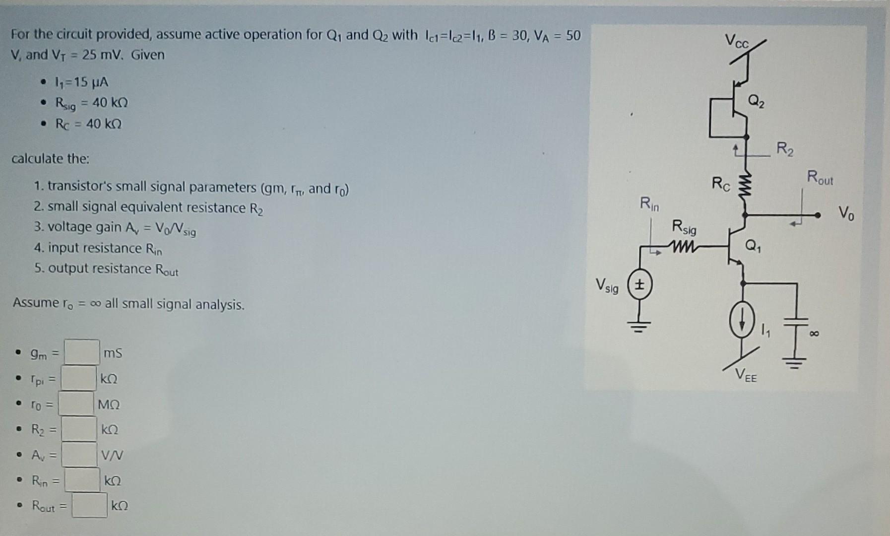 Solved V cc For the circuit provided, assume active | Chegg.com