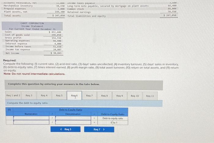 Solved Required: Compute the following (1) current ratio. | Chegg.com