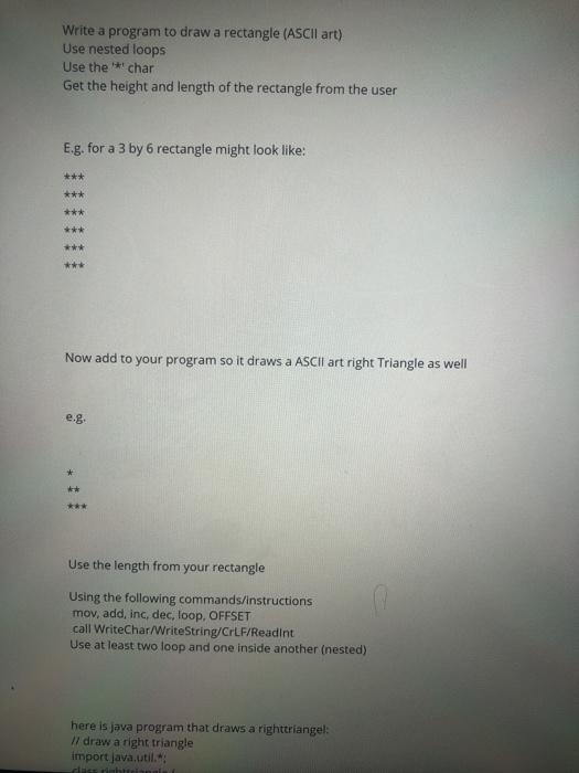Solved Write a program to draw a rectangle (ASCII art) Use | Chegg.com