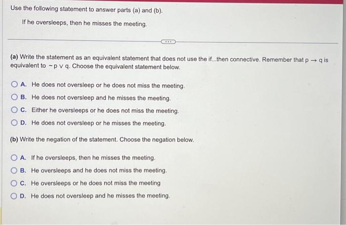 Solved Use the following statement answer parts (a) and (b). | Chegg.com
