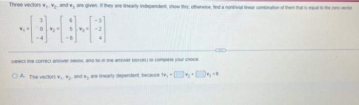 Solved Three vectors V, Vz, and v, are given. If they are | Chegg.com