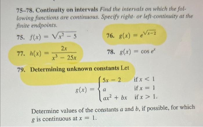 Solved 75-78. Continuity on intervals Find the intervals on | Chegg.com