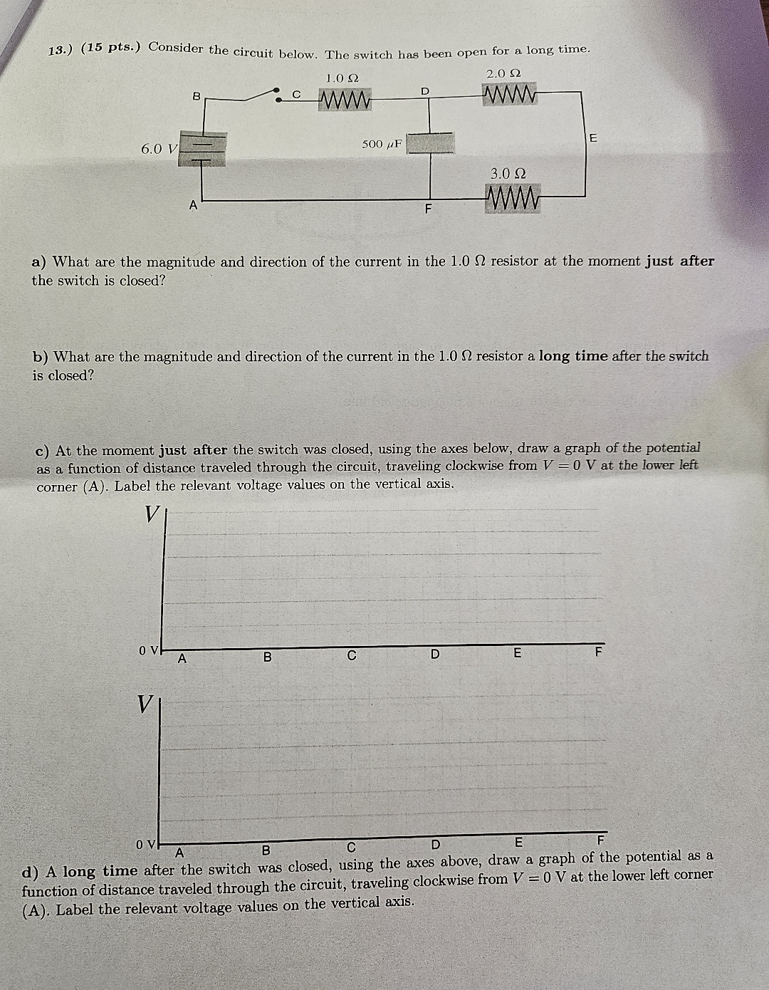 Solved 13.) (15 ﻿pts.) ﻿Consider the circuit below. The | Chegg.com