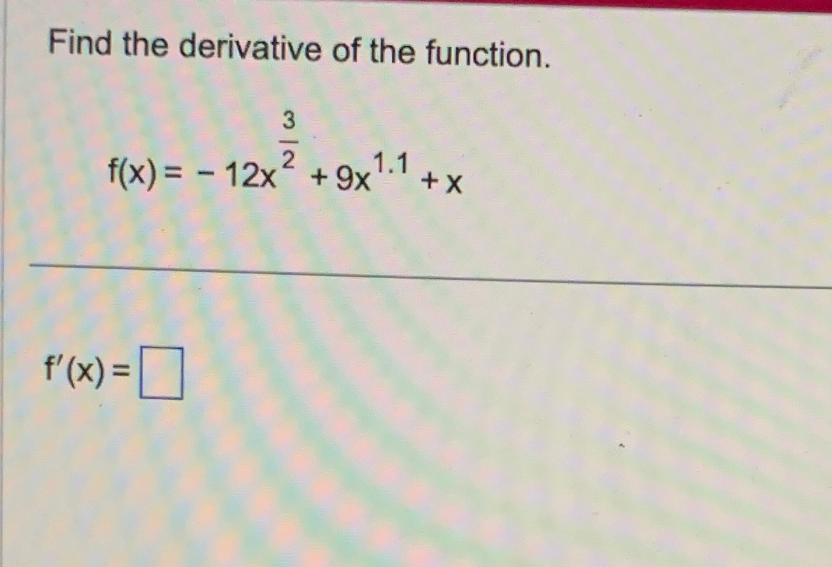 Solved Find the derivative of the | Chegg.com