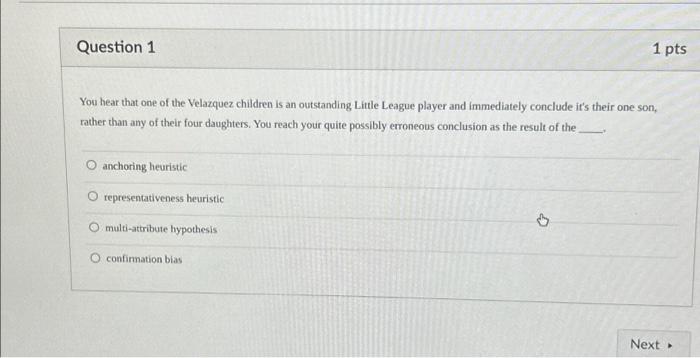 Solved Question 1 You hear that one of the Velazquez | Chegg.com
