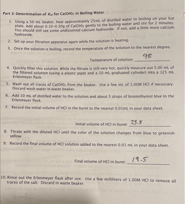 Solved Part 1: Preparation of dilute hydrochloric acid (only | Chegg.com